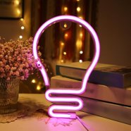 BrightSide 12" Heart Shaped LED Neon Table Light, Pink, Battery-Powered ...