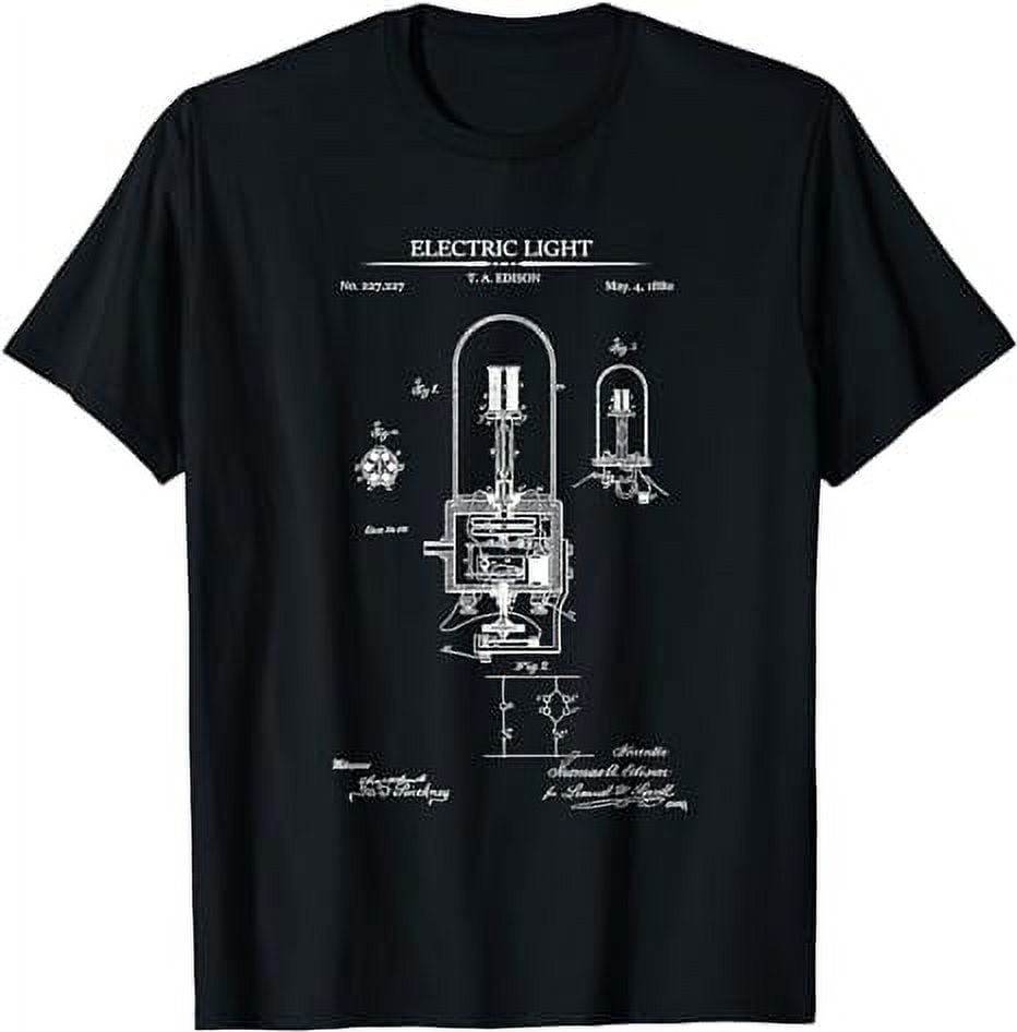 Light Bulb Patent Electricity Electrics Lamps Patent T-Shirt - Walmart.com