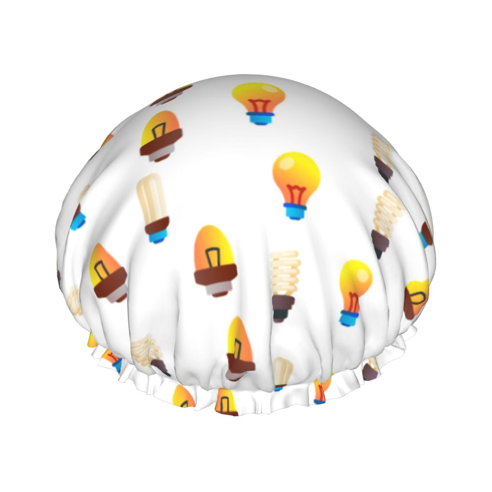 Light Bulb Pattern Clean Shower Cap, Reusable Bath Hair Hat for all ...