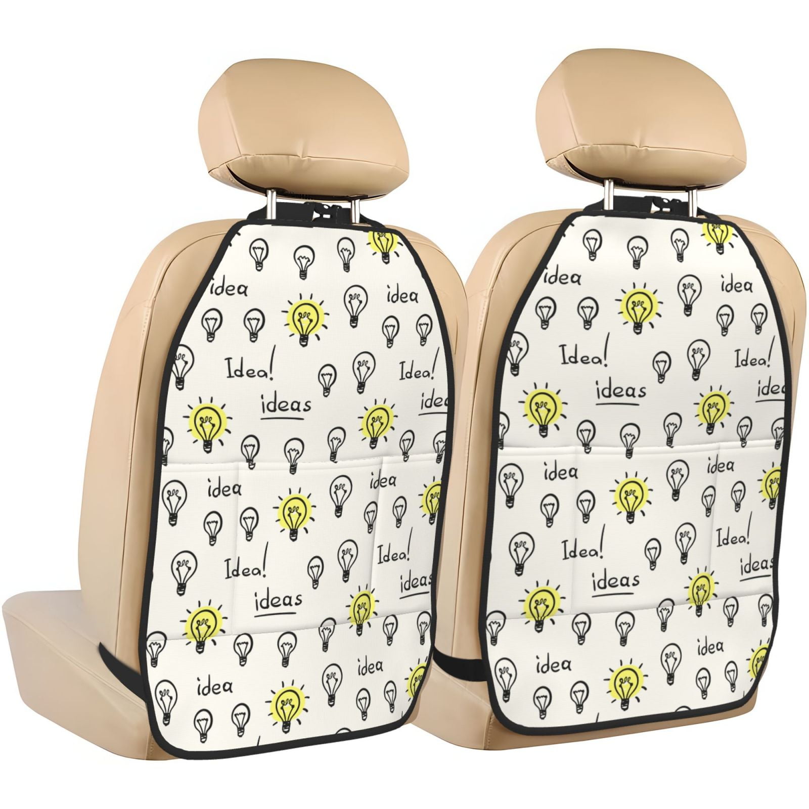 Light Bulb Pattern ider Backseat Car Organizer, 2 Pack Kick Mats Back ...