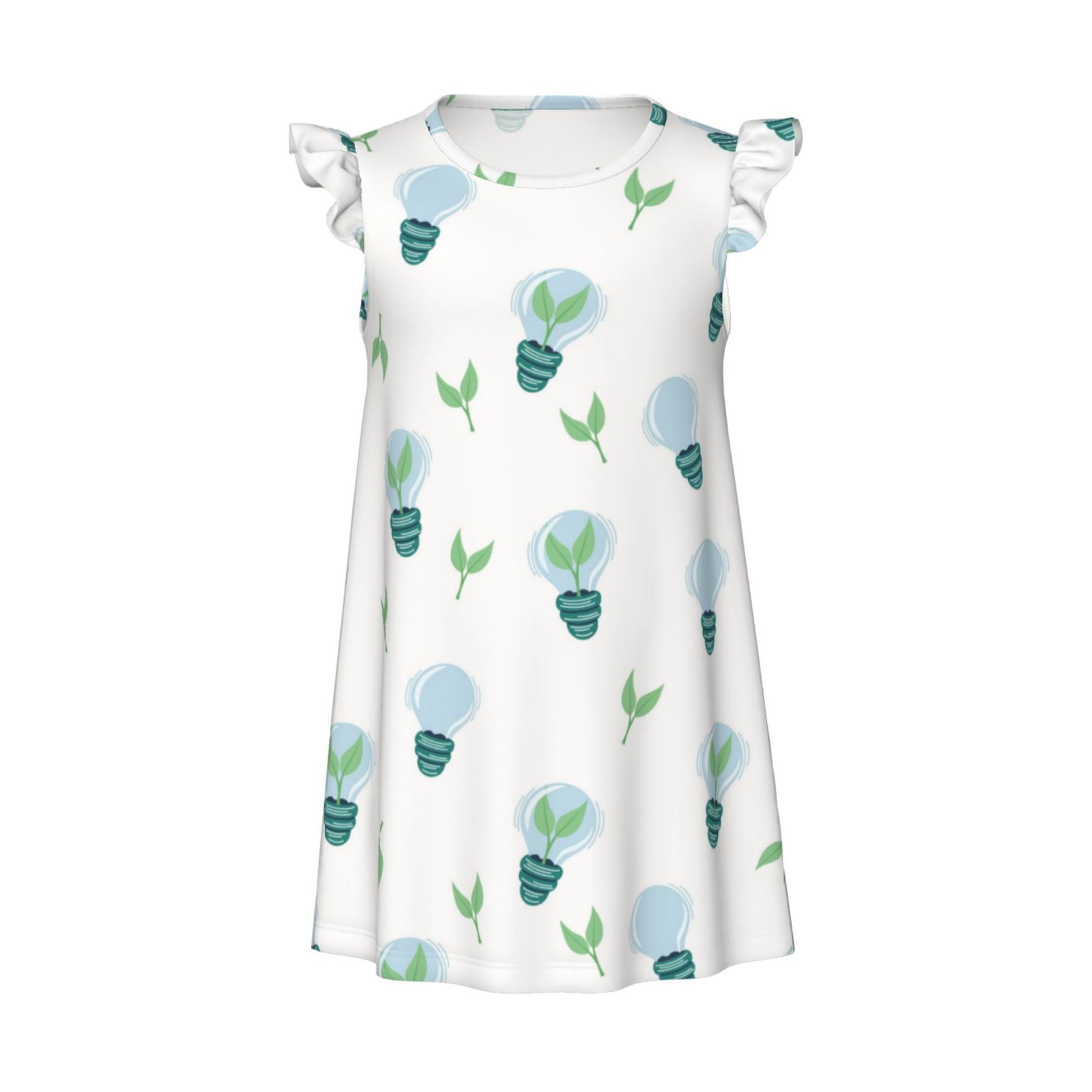 Light Bulb Pattern leaf Girls Nightgowns, Short Sleeves Dress Girls ...