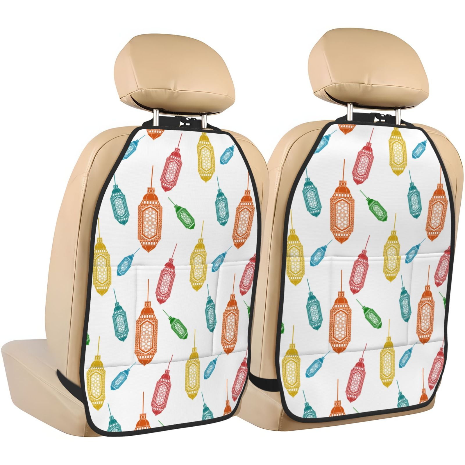 Light Bulb Pattern vintage Backseat Car Organizer, 2 Pack Kick Mats ...