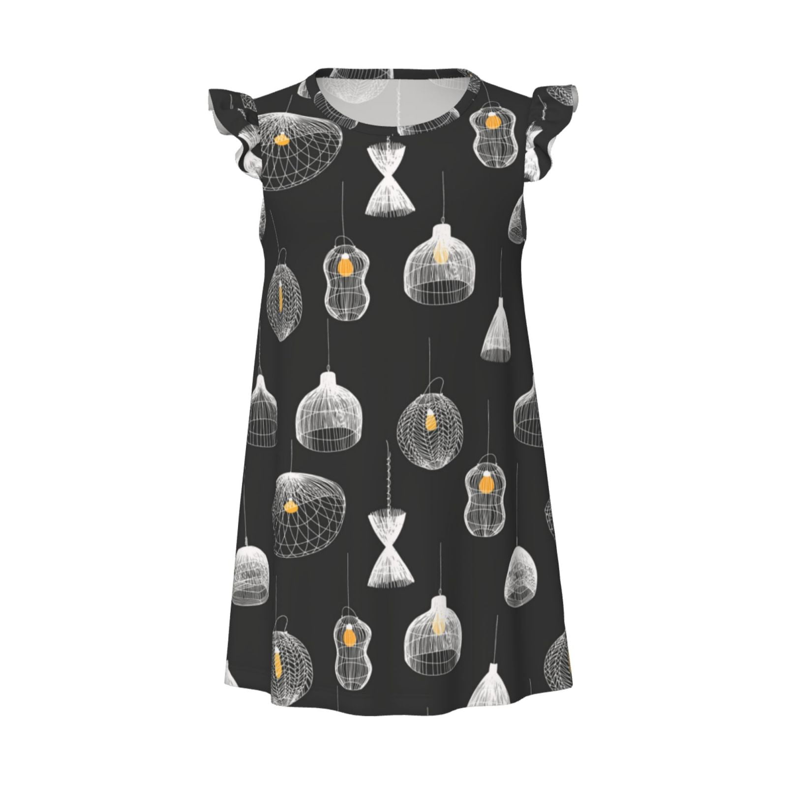 Light Bulb Print grey Girls Nightgowns, Short Sleeves Dress Girls ...
