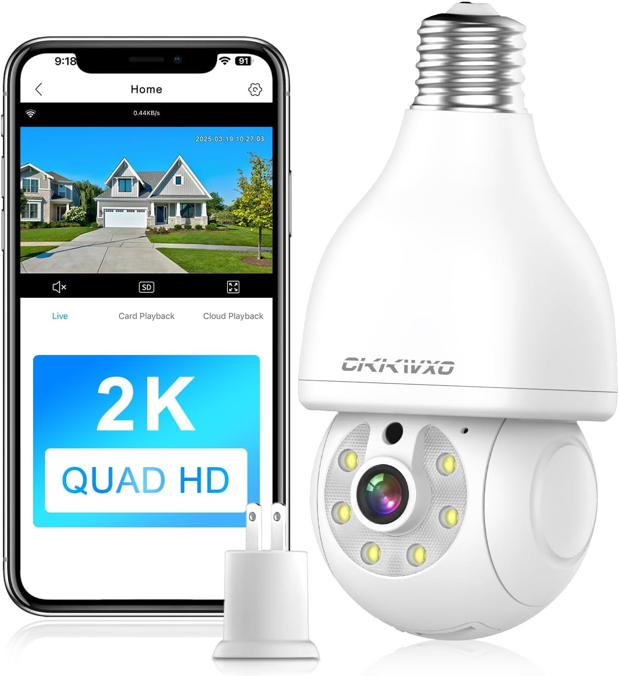 Light Bulb Security Camera,2K Wireless Light Bulb Camera,2.4GHz WiFi ...