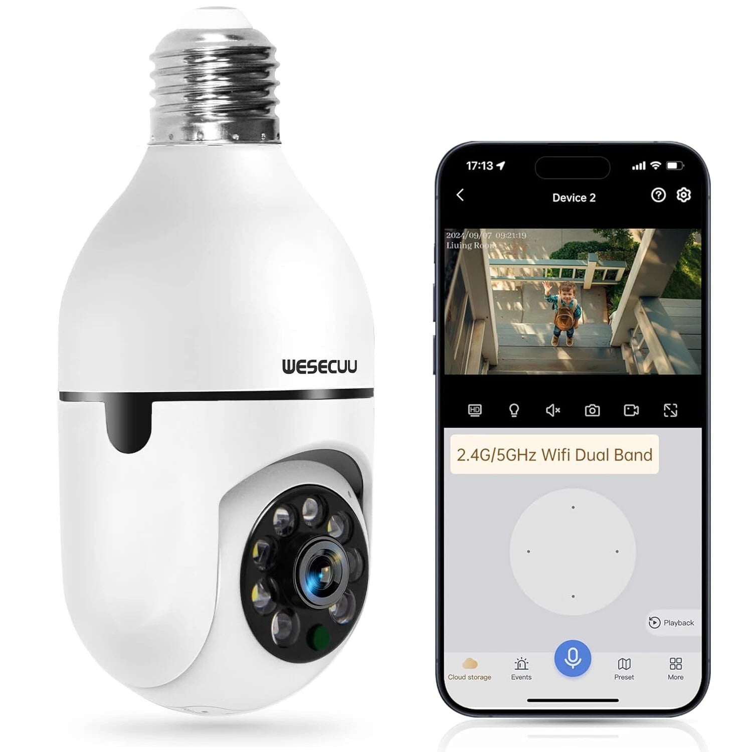 Light Bulb Security Camera -5G& 2.4GHz WiFi 2K Security Cameras ...