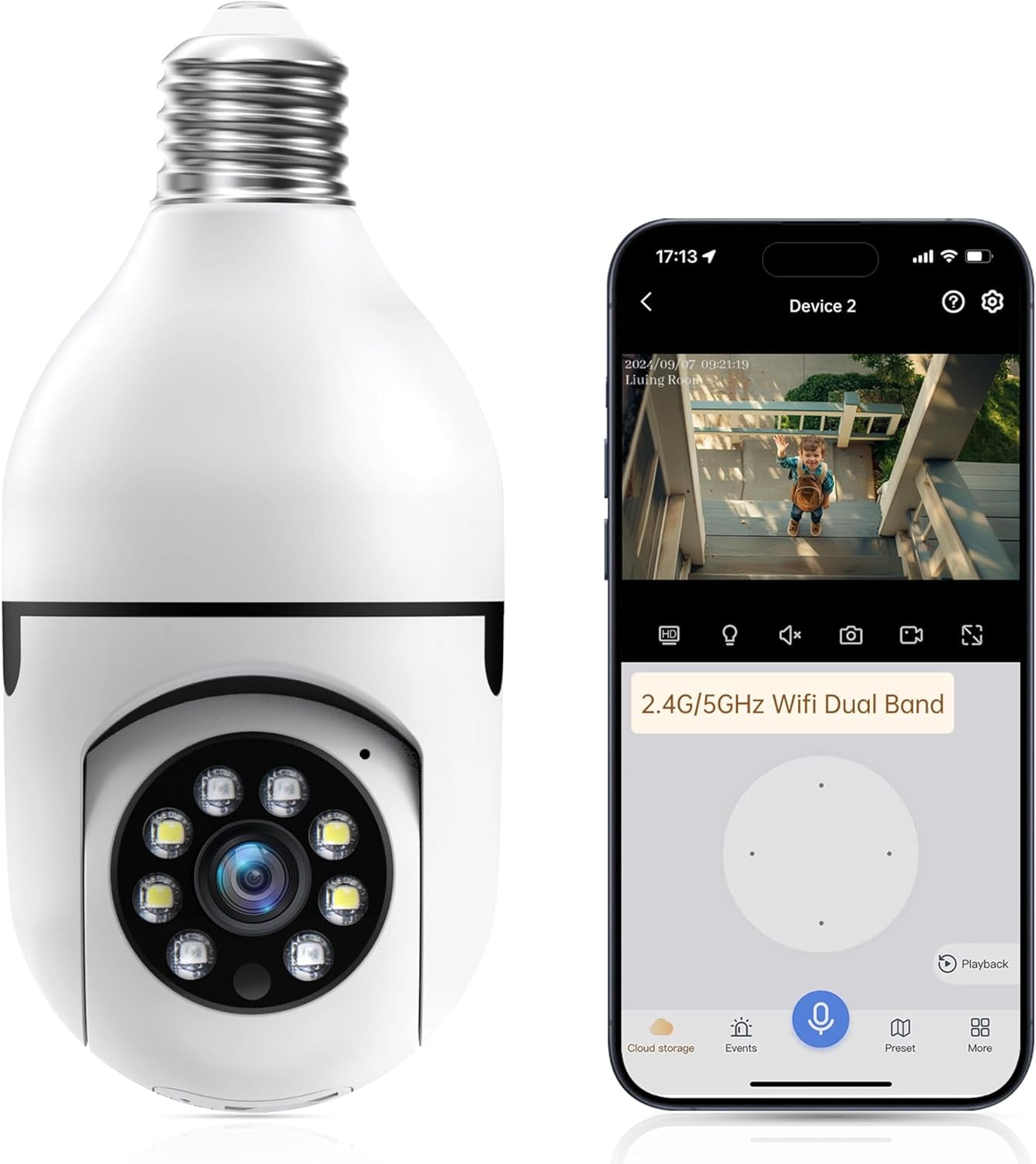 Light Bulb Security Camera 5G WiFi Light Socket Security Cameras ...