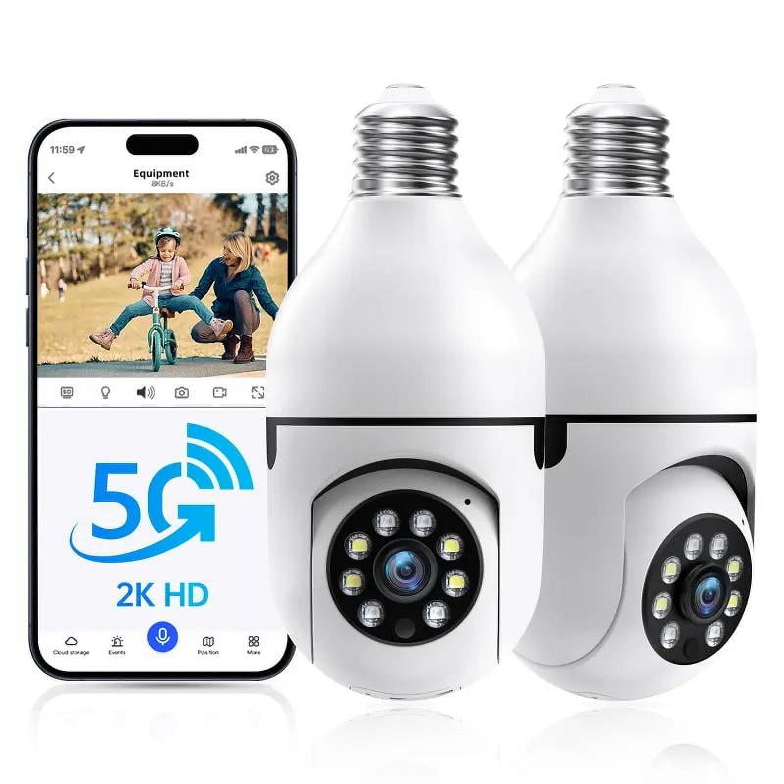 Light Bulb Security Camera for Home & Outdoor, 2K/3MP Resolution, Dual ...