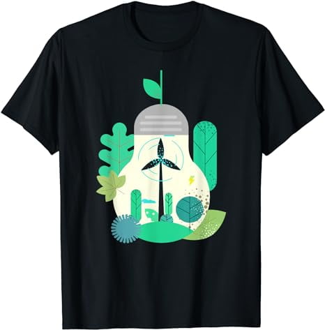 Light Bulb Wind Power I Wind Energy Renewable Wind Turbines T-Shirt ...