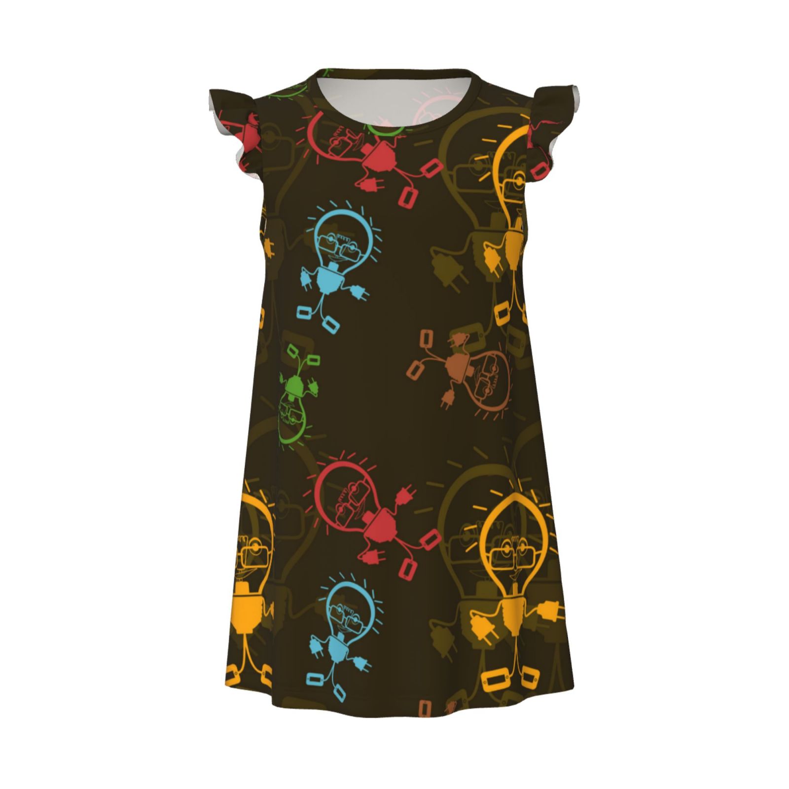 Light Bulb funny print Girls Nightgowns, Short Sleeves Dress Girls ...