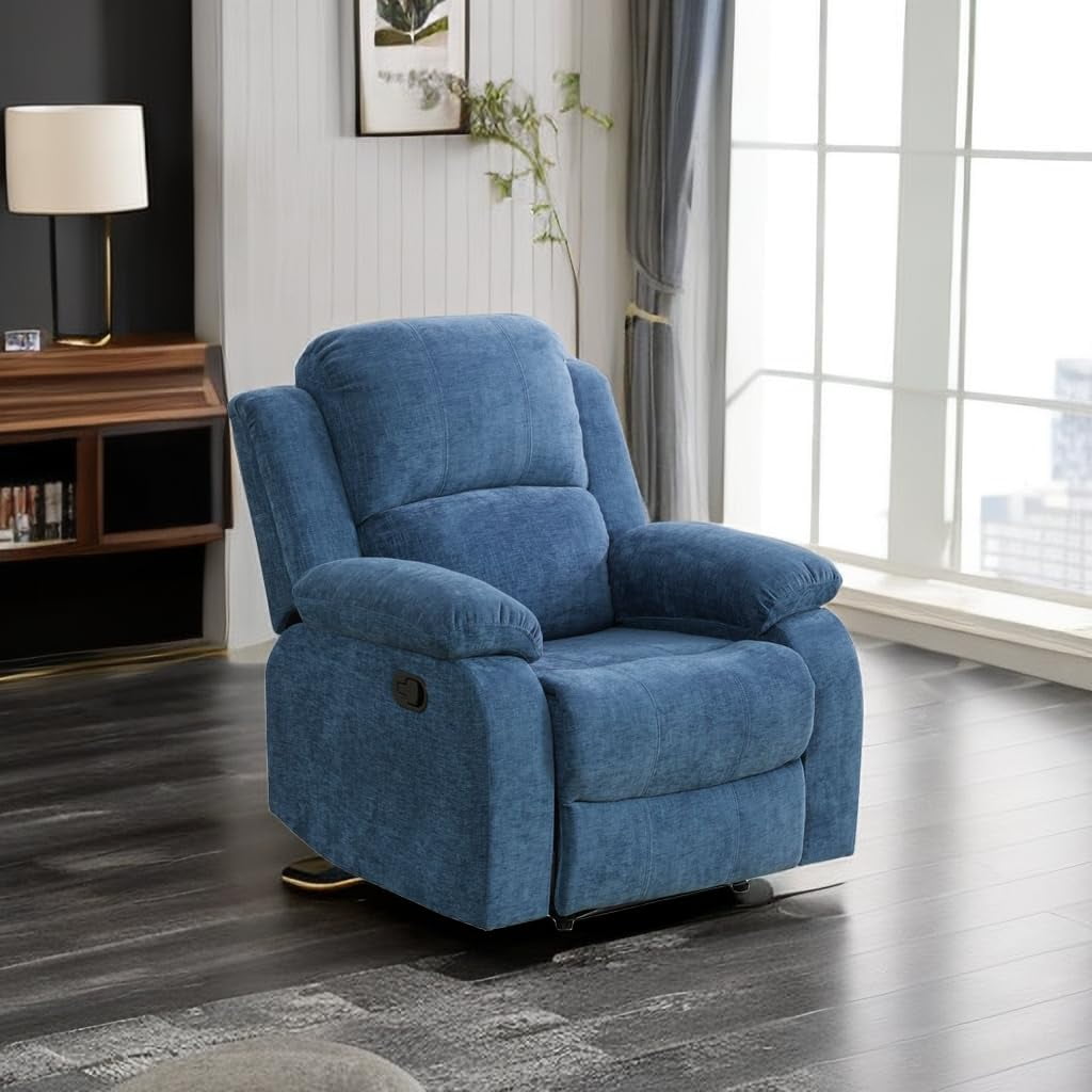 Light Bule Fabric Recliner Loveseat Luxurious Seating with Fabric ...