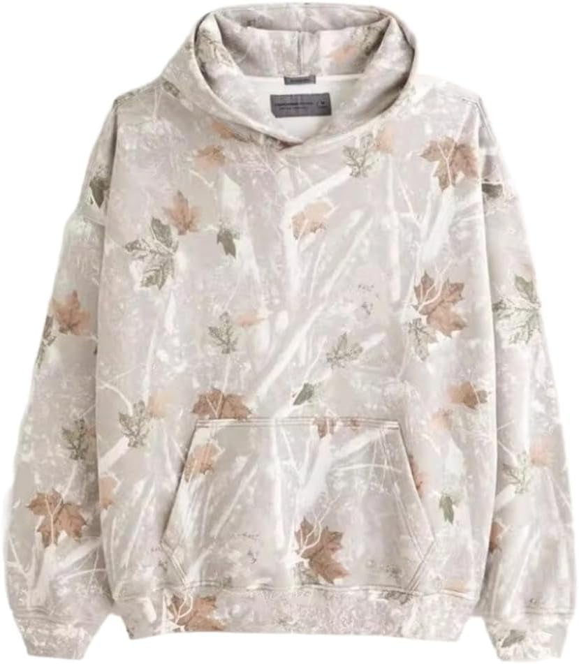 Light Camo Hoodie Womens Maple Leaf Print Sweatshirt For Women Trendy