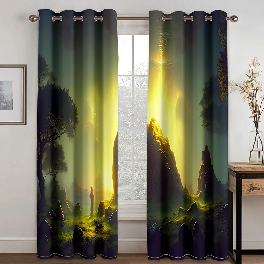 Light Castle 3D digital printed curtain living room low shading 90 ...