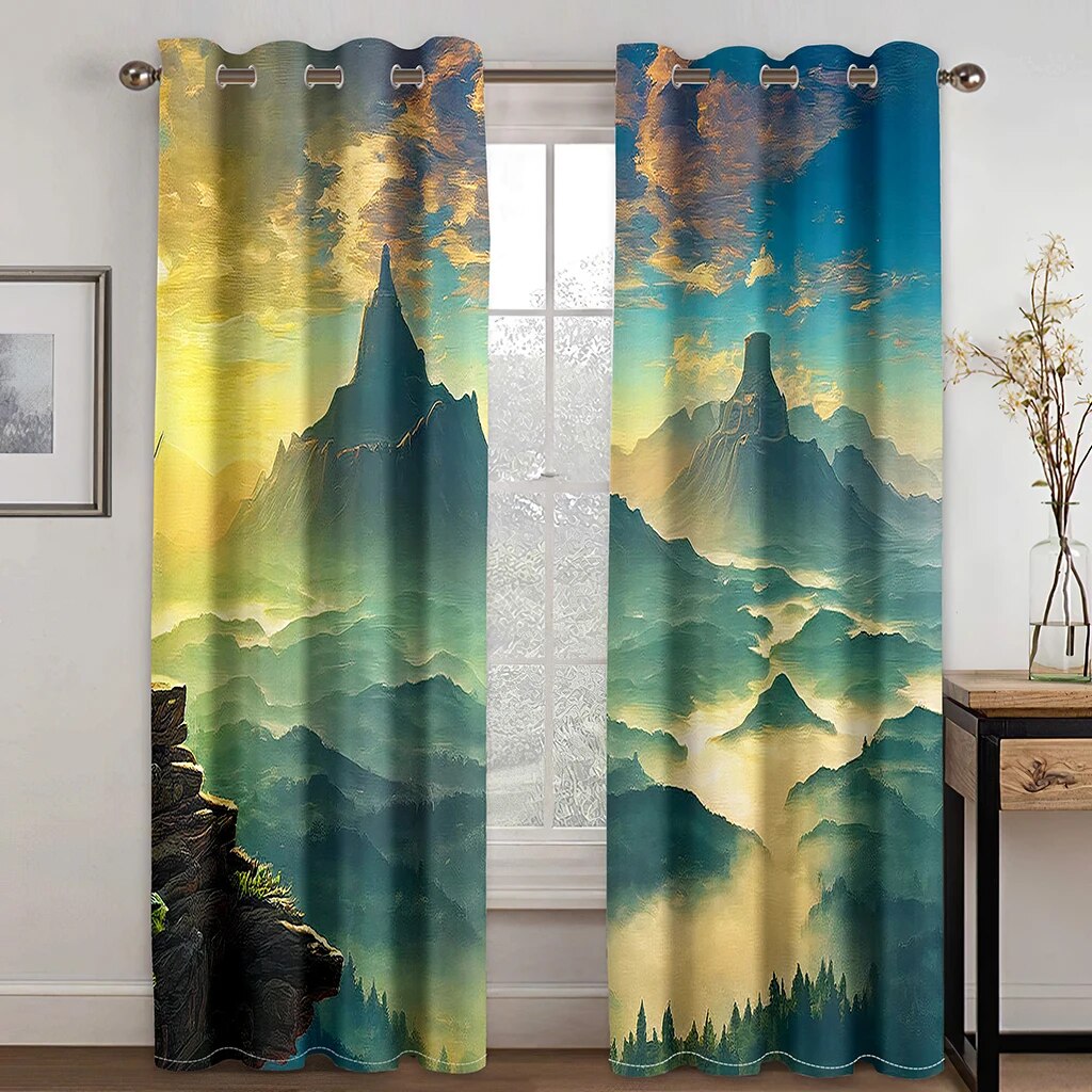 Light Castle 3D digital printed curtain living room low shading 90 ...