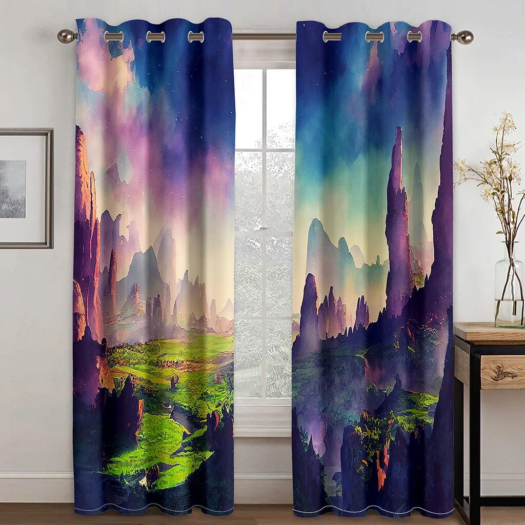 Light Castle 3D digital printed curtain living room low shading 90 ...