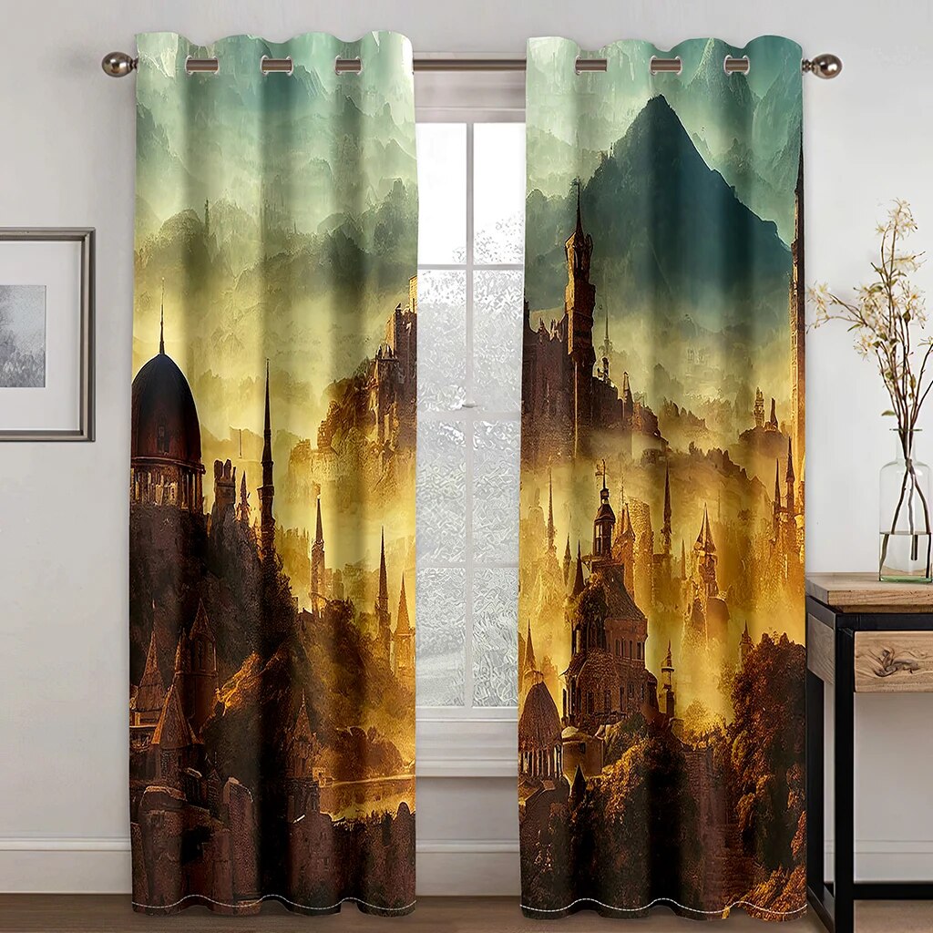 Light Castle 3D digital printed curtain living room low shading 90 ...