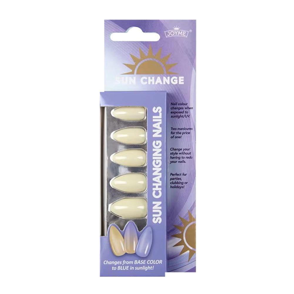 Light-Changing Milky White To Blue Wearable Nails Temperature-Changing ...