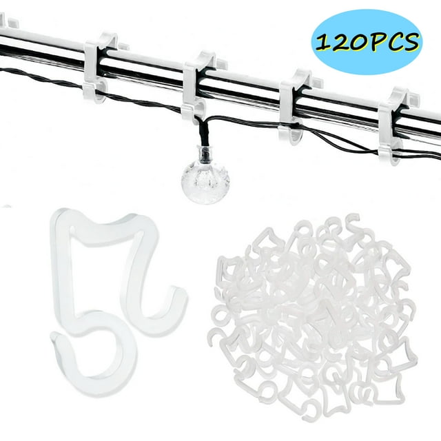 120 Pcs White Gutter Hanger Hooks, Light Clip Hooks for Outdoor ...