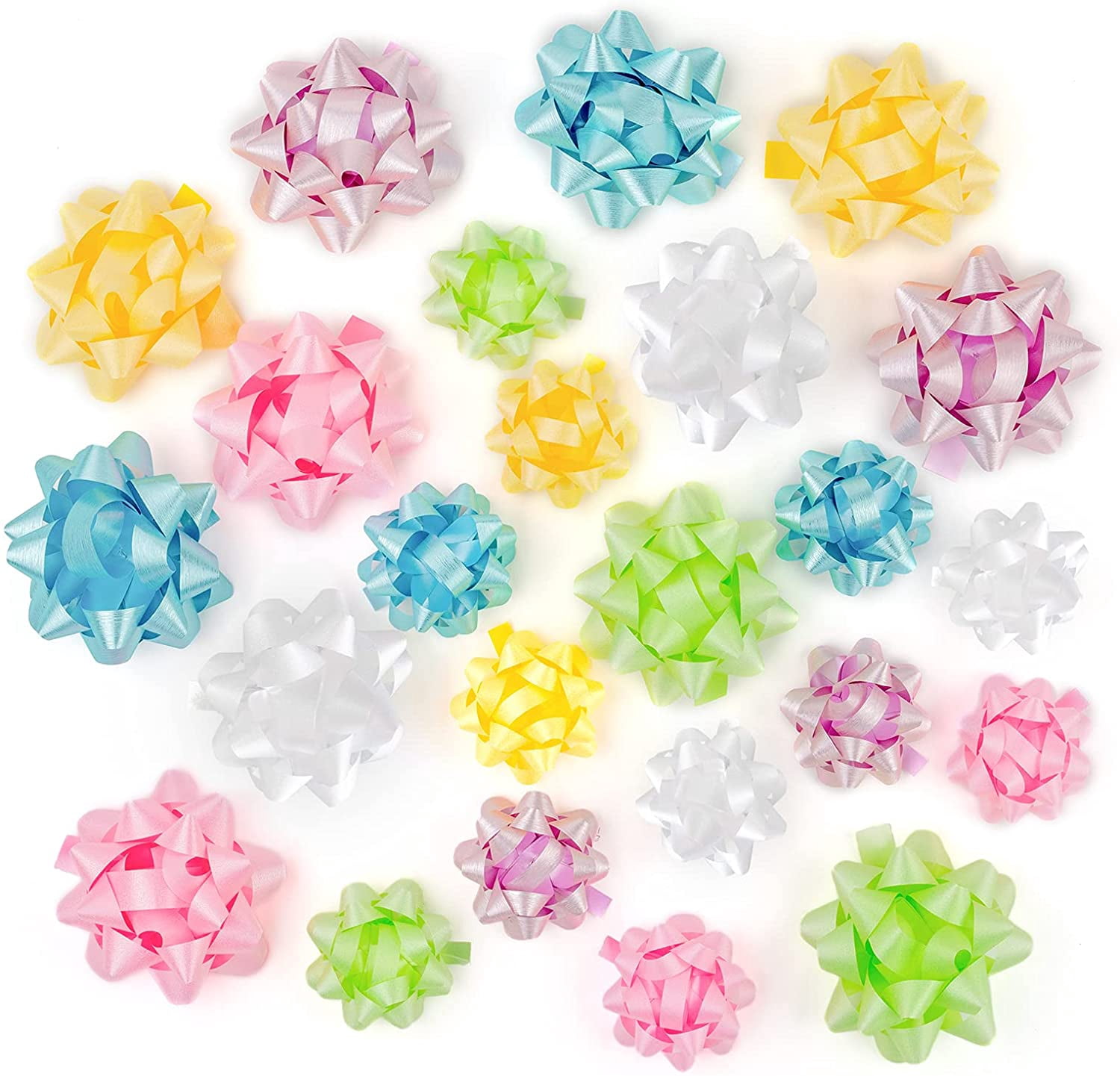 Light Color Gift Bow Assortment (24 Bows) Light Blue, Pink, Yellow ...