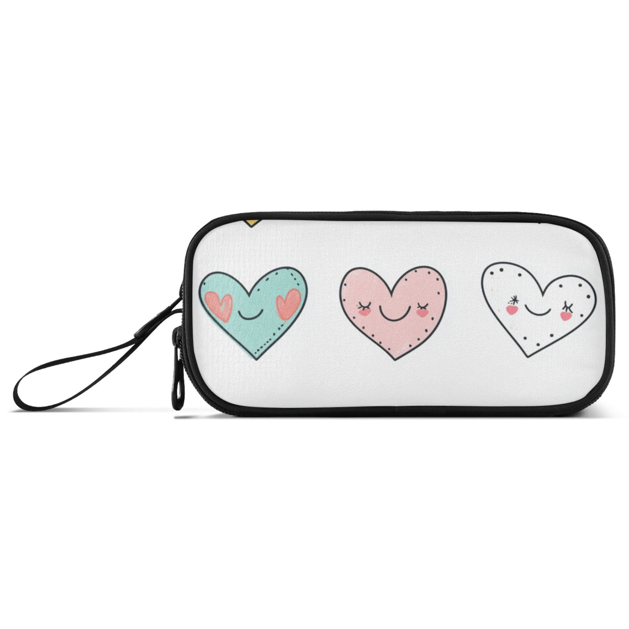 Light Color Heart Cute Happy Pencil Case Stationary Holder Pen Bag ...