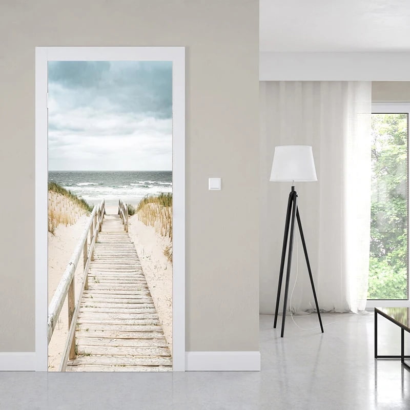 Light Color Landscape Door Stickers PVC Vinyl Waterproof Self-adhesive ...