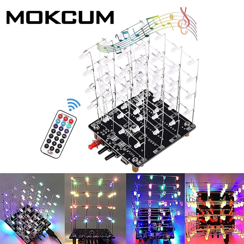 Light Cube DIY kit RGB LED 51 MCU Electronic Charging Colorful Music 3D ...