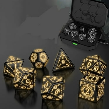 Haxtec Metal DND Dice Set Gold White Polyhedral Dice for Dungeons and ...