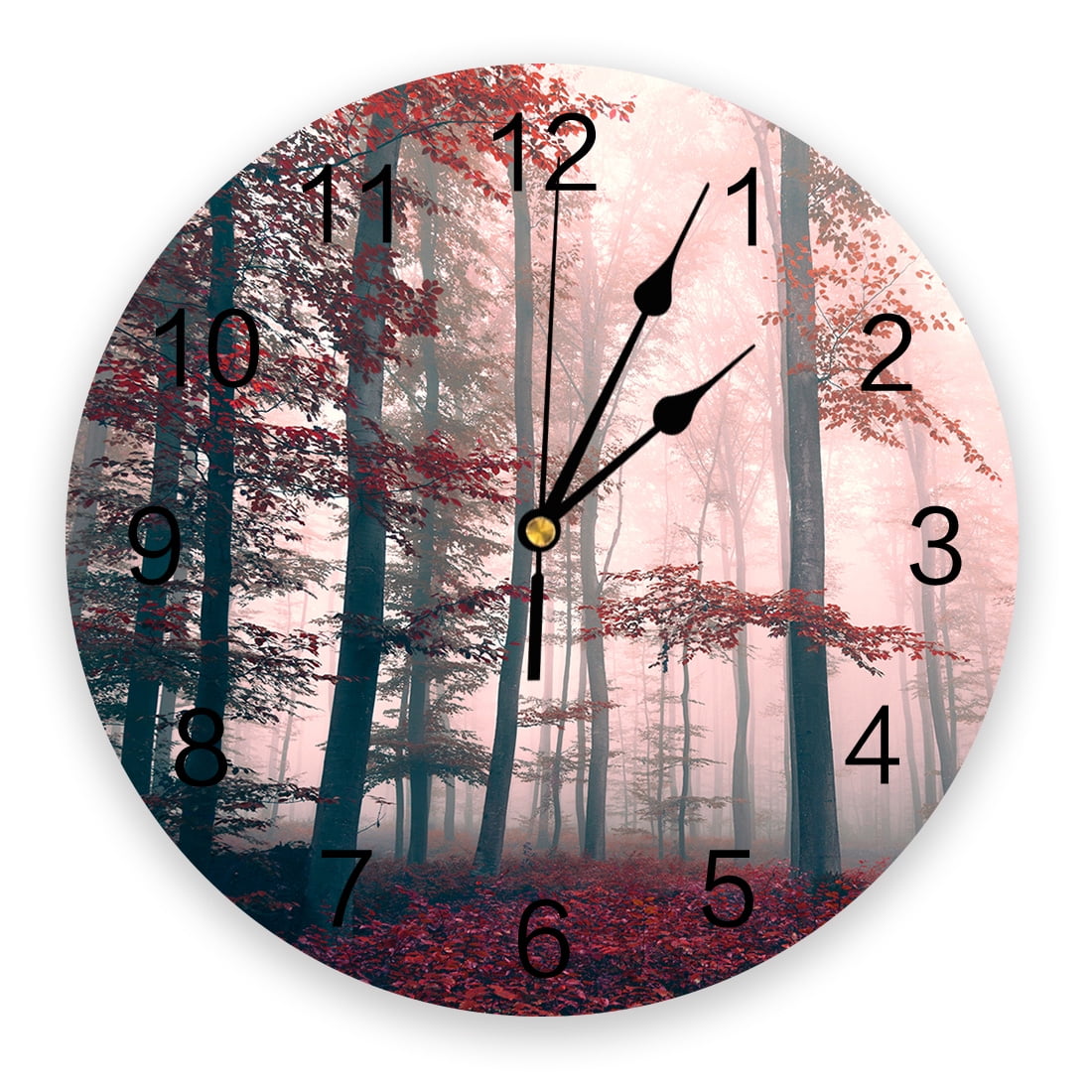 Light Dark Horror Foggy Forest Round Wall Clock Acrylic Hanging Silent ...