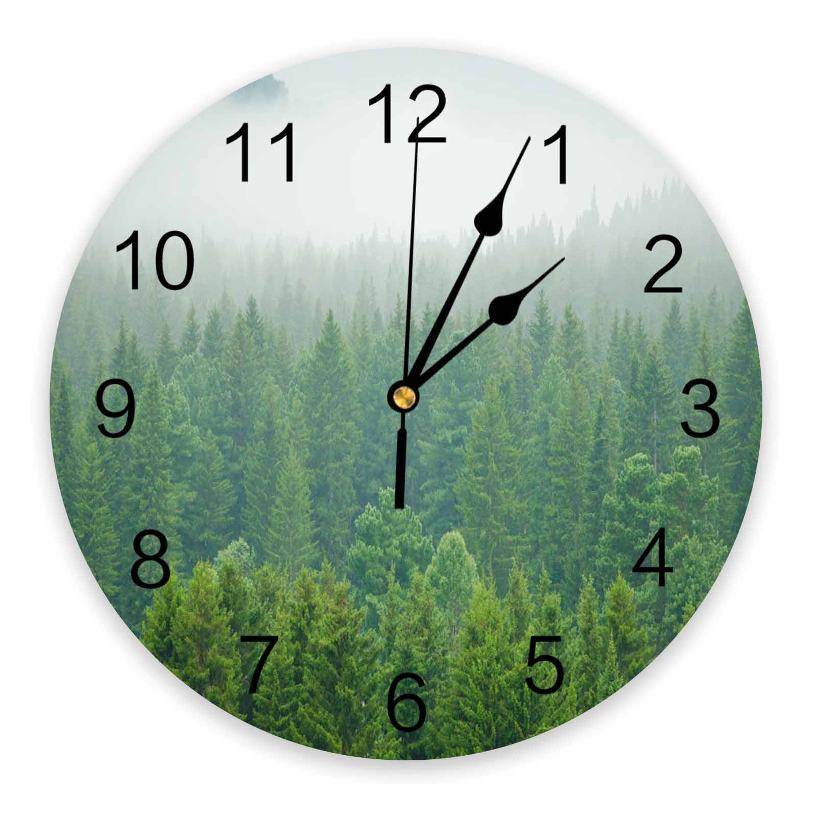 Light Dark Horror Foggy Forest Round Wall Clock Acrylic Hanging Silent ...