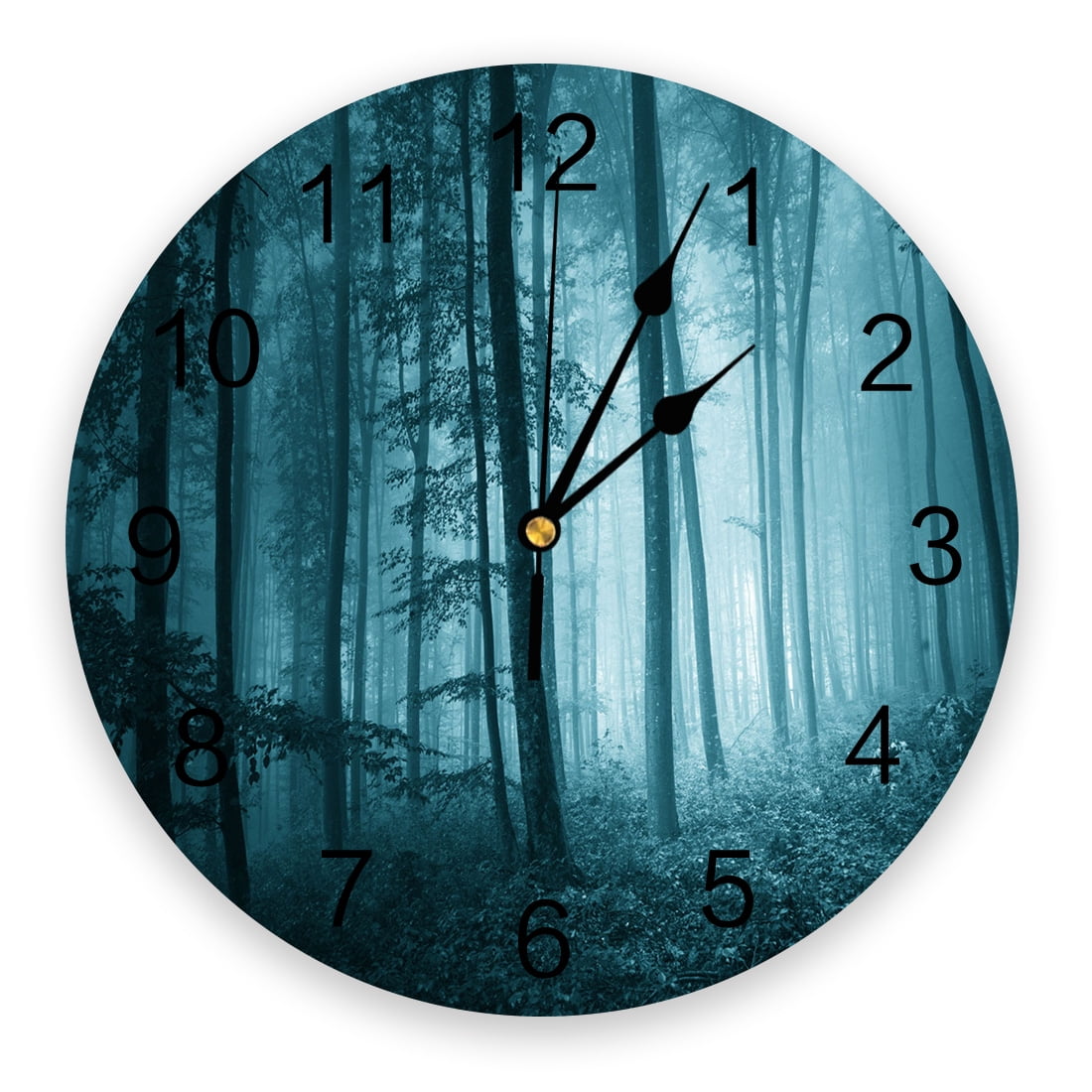 Light Dark Horror Foggy Forest Round Wall Clock Acrylic Hanging Silent ...