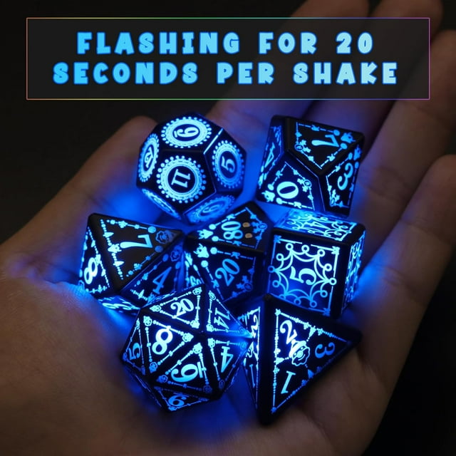 Light up Dice, Rechargeable Dice Set D&D Electronic Flashing LED Dice ...