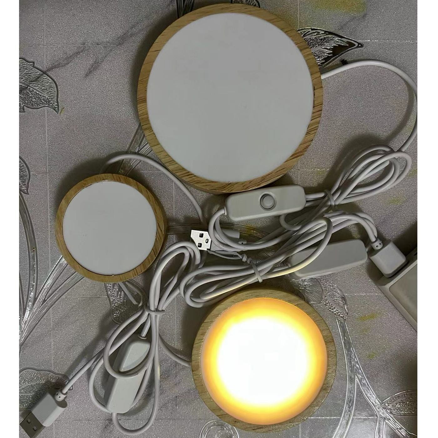 Light Diffusion Solid Wood Lamp Base DIY Wooden Crafts Round Lamp ...