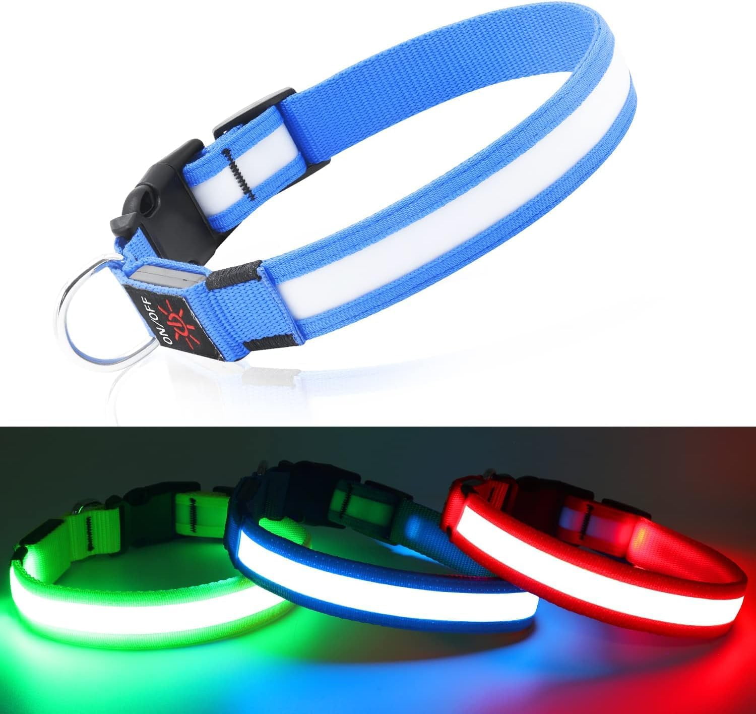 Light Up Dog Collars Led Dog Collar USB Rechargeable Safety Lighted Dog ...
