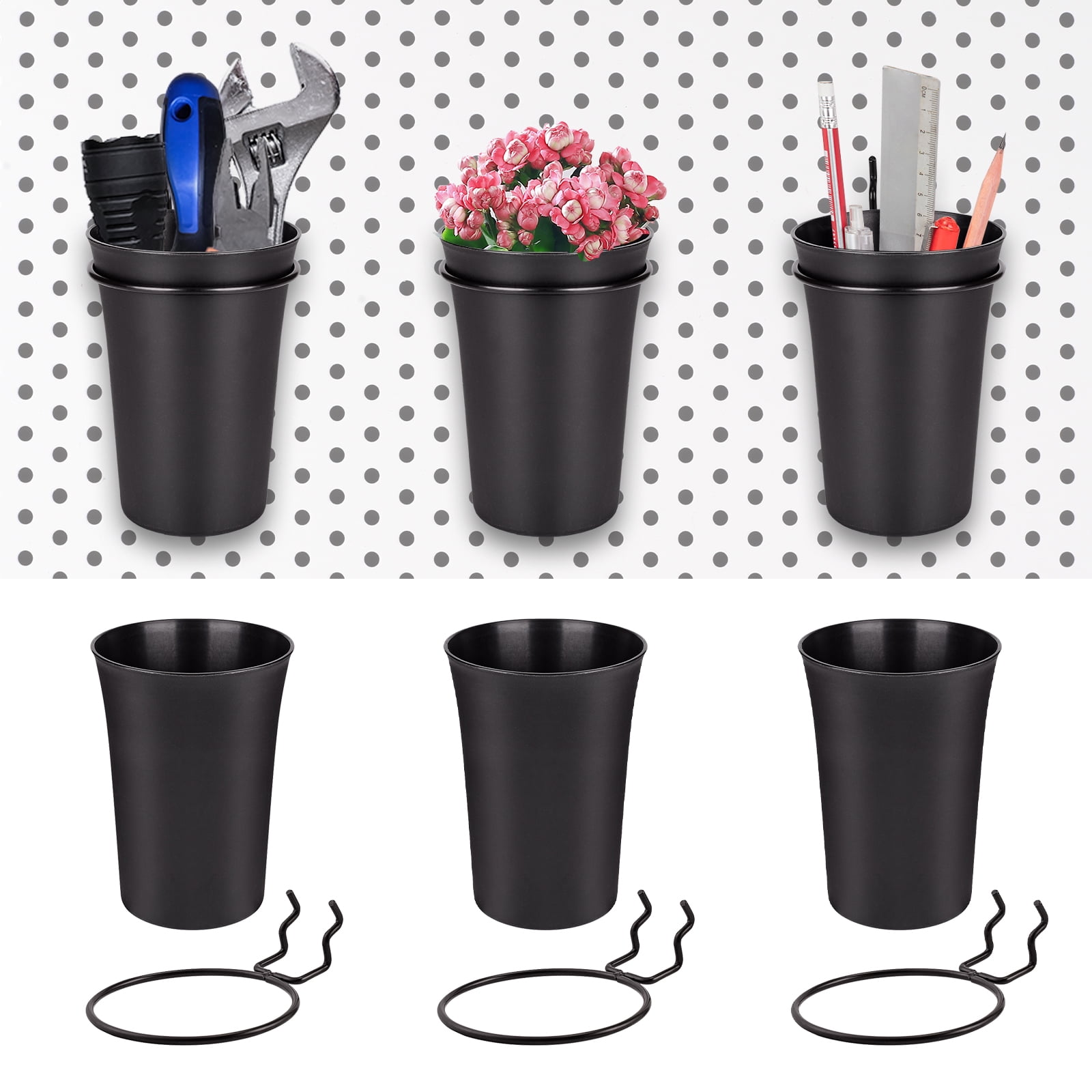 LIGHT DUST 6Pack Pegboard Organizer Cups with Hooks | Durable Storage ...