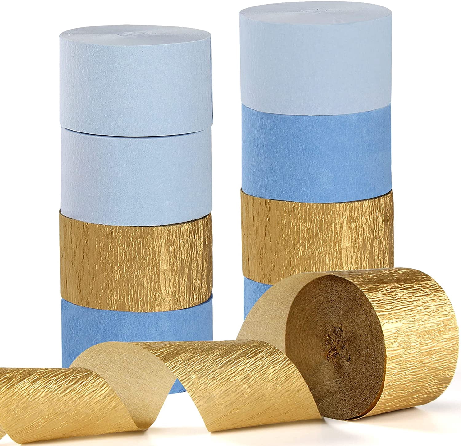 Light-Dusty Blue Gold Party-Decorations Streamers - 9 Rolls Birthday ...