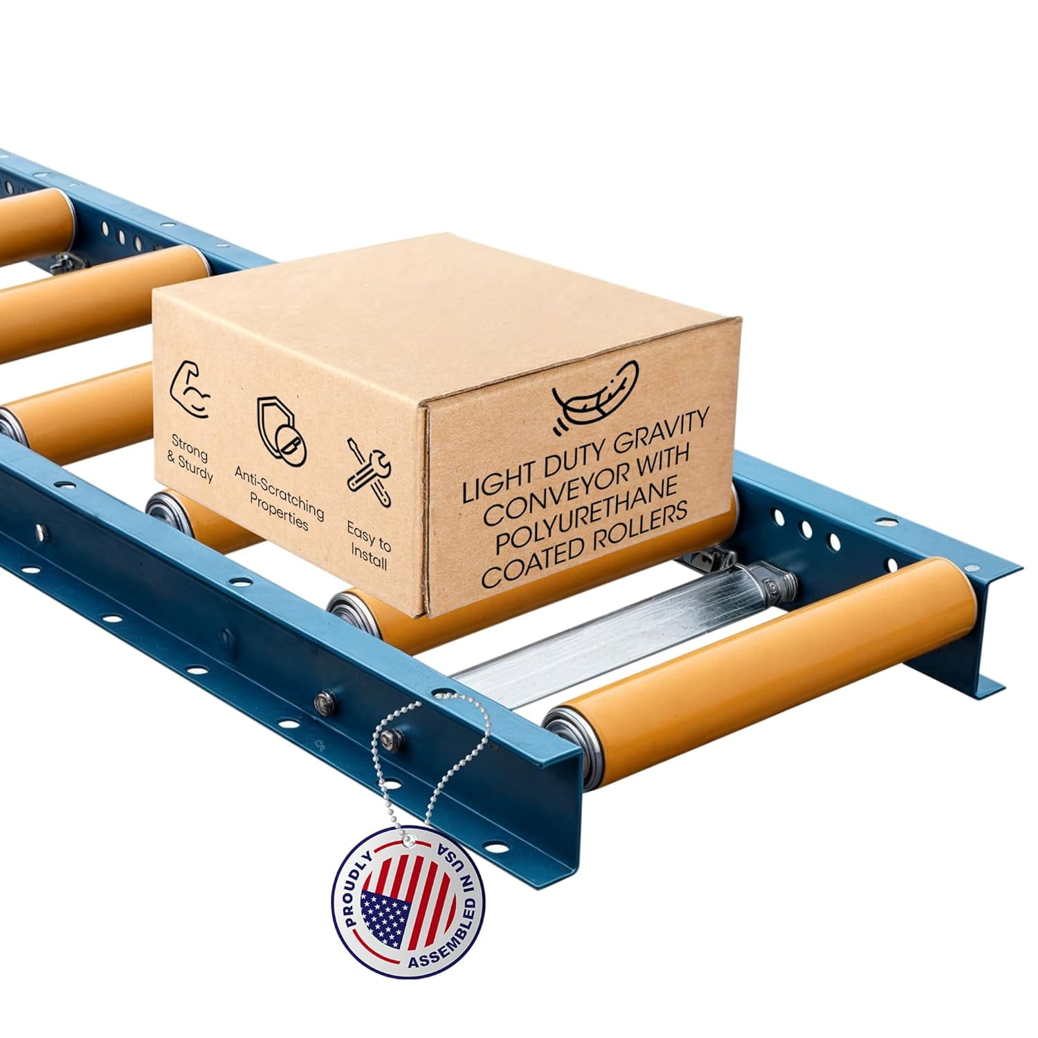 Light-Duty Gravity Conveyor w/Polyurethane Cover Rollers, Steel Frame ...