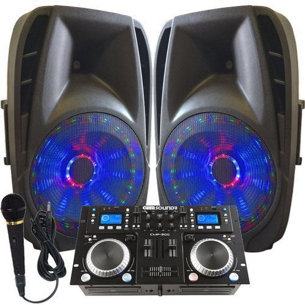 Light Em' UP! - Dj System - Lighted Powered 15" DJ Speakers - 1600 ...