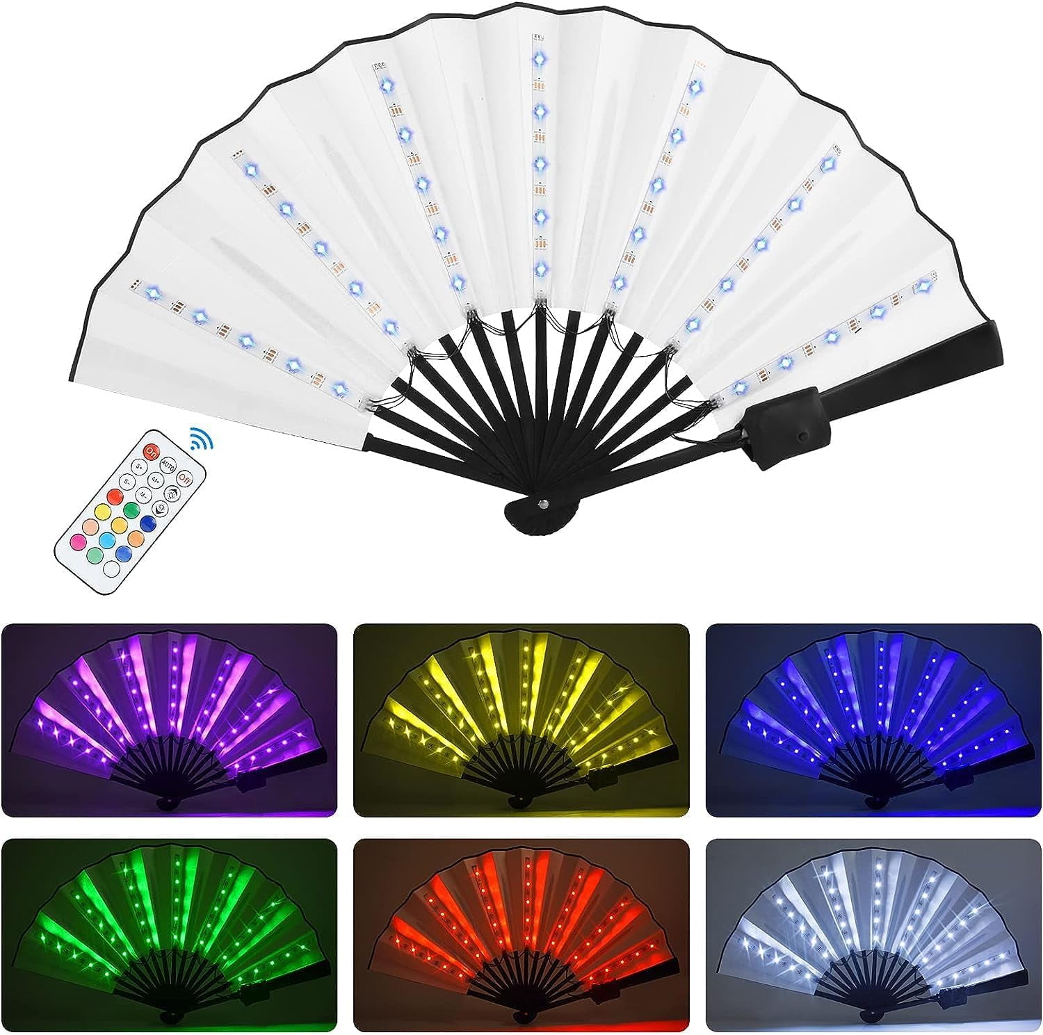 Light Up Fans for Line Dancing,LED Glowing Colorful Light Up Fan with ...