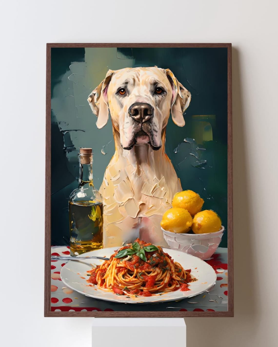 Light Fawn Great Dane Wall Art, Italian Kitchen Decor, Dog And ...