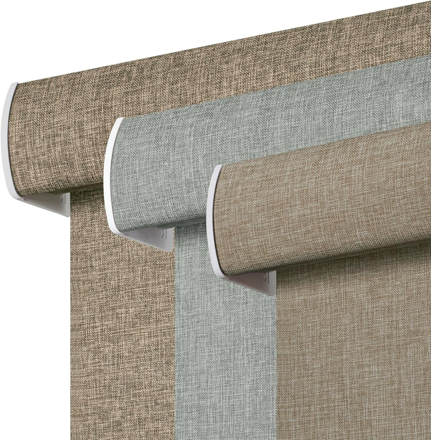 Light Filtering Roller Shades for Windows, Cordless Linen Fabric Roller ...