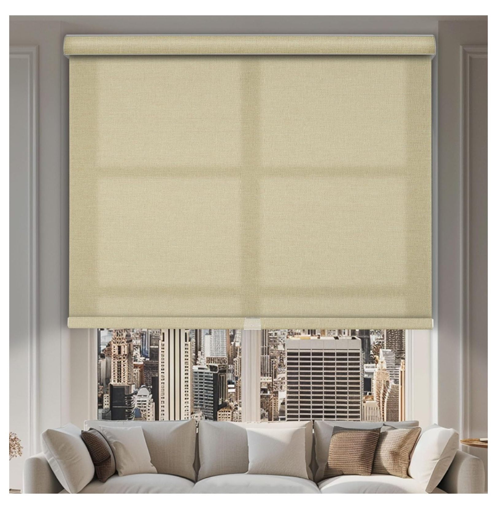 Light Filtering Shades for Windows,Cordless Blinds Linen Fabric Shades ...