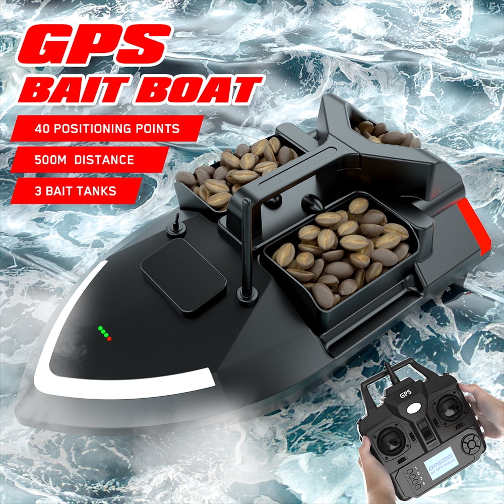 Light GPS Fishing Bait Boat 500m Remote Control Bait Boat Dual Motor ...