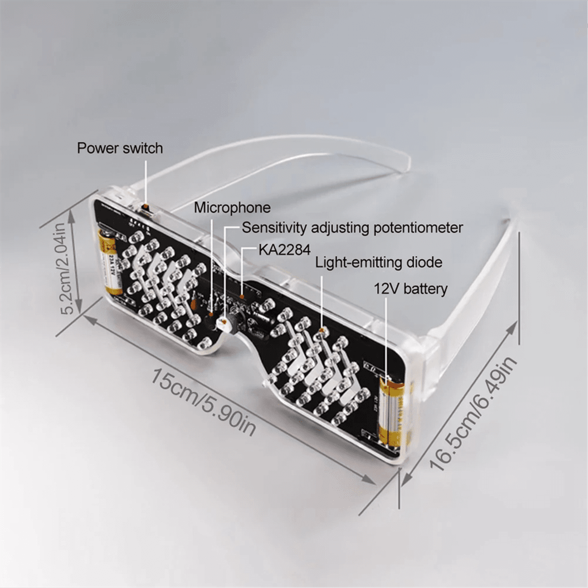 Light Up Glasses Soldering Practice Kit Sound Activated LED Eyeglasses ...