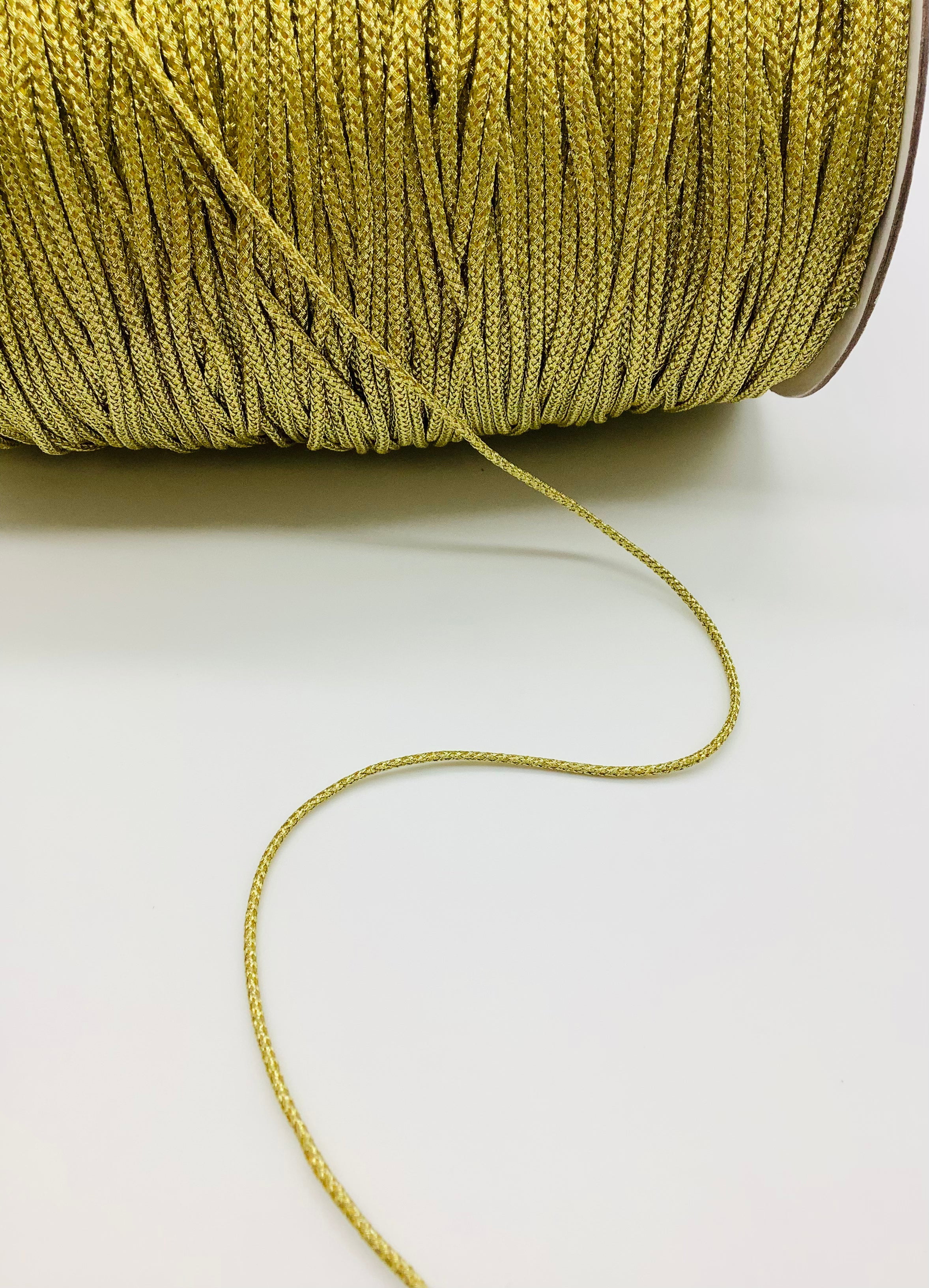 Light Gold Metallic 2mm Decorative Nylon Round Braid - 50 Yards ...