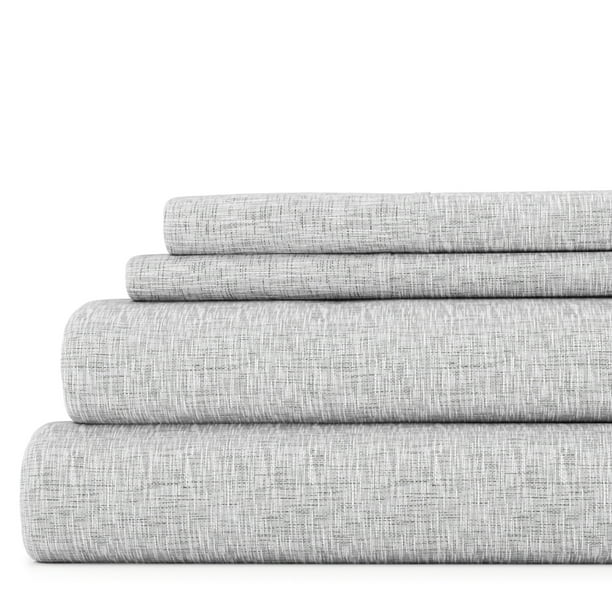Noble Linens 4 Piece Pattern Microfiber Bed Sheets Set, Light Gray ...