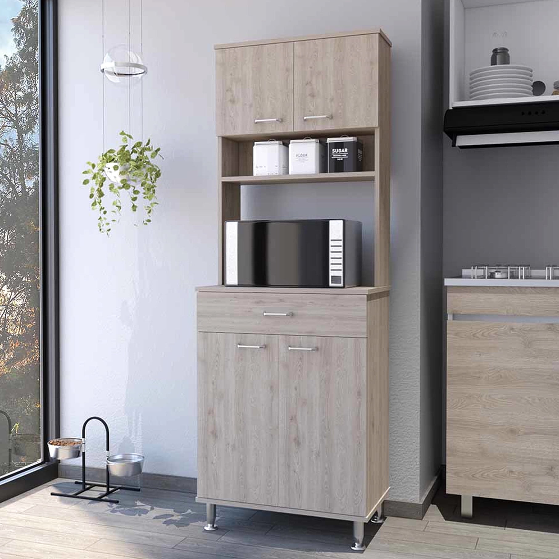 Light Gray Double Door Pantry Unit | Space for Small Appliances and ...