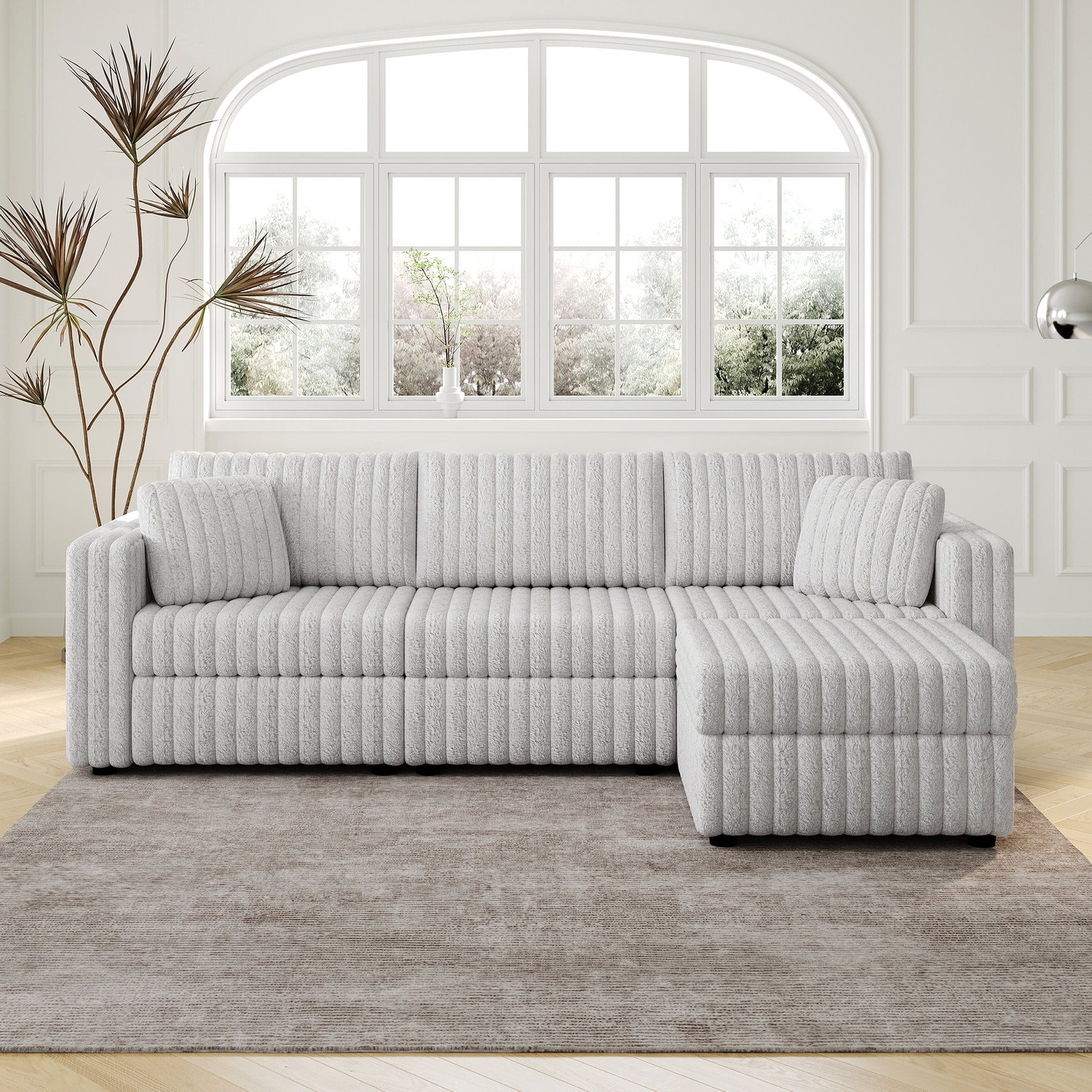 Light Gray Microfiber Upholstery - Primary Living Space, Stylish and ...