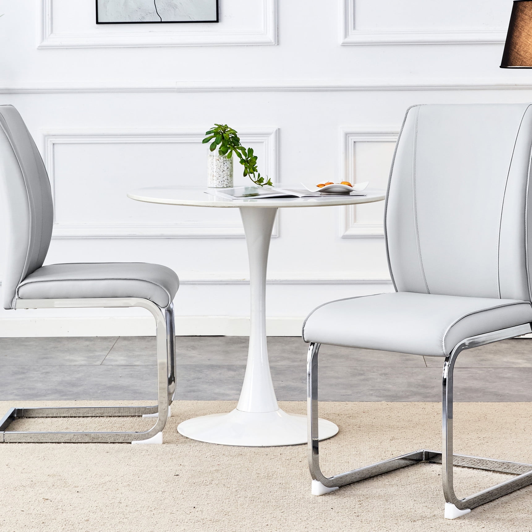 Light Gray PU Luxury Dining Chairs | Add Fashion to Your Dining | High ...