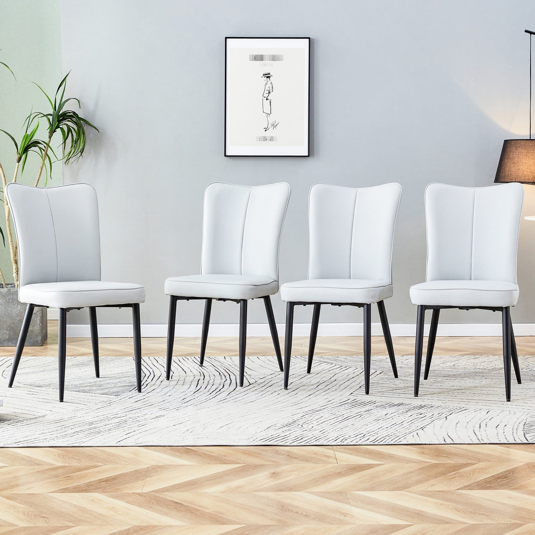 Light Gray PU and Black Metal - Comfortable Cushioned Chairs - Multiple ...