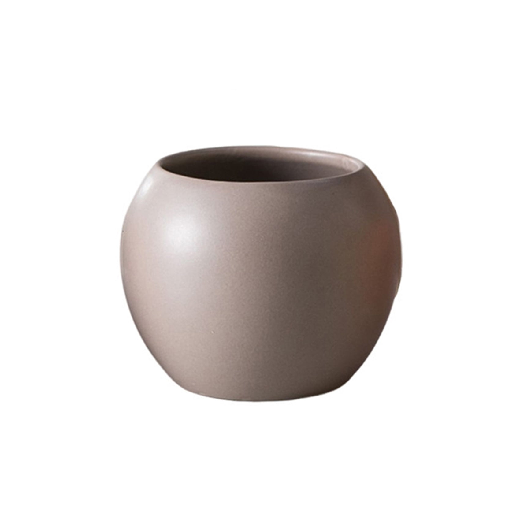 Light Gray Spherical Ceramic Small Flower Pots Planters with Drainage ...