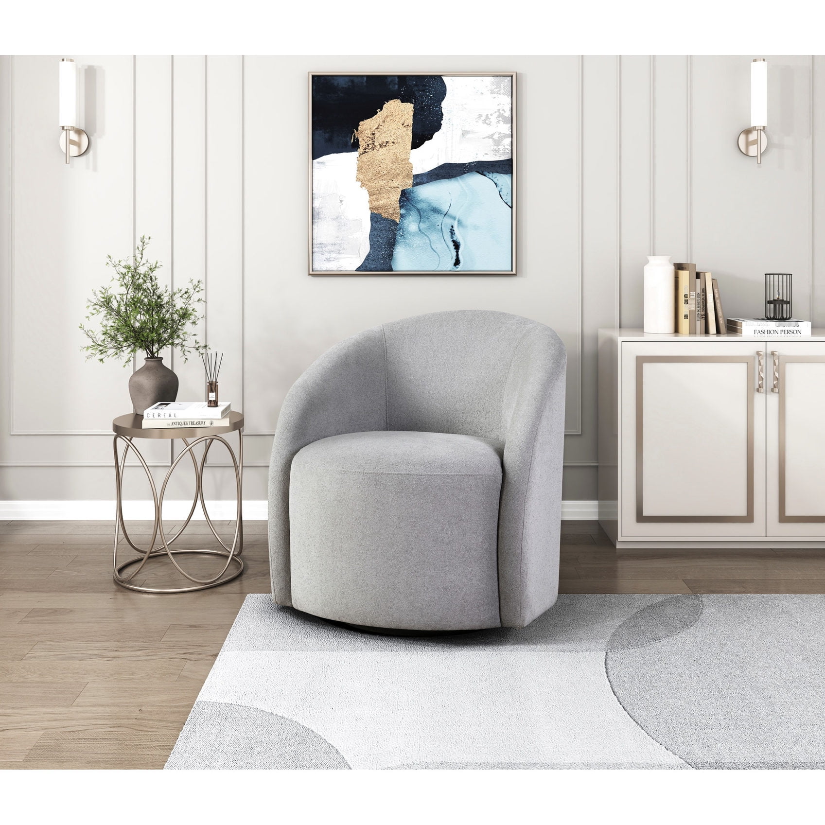 Light Gray Swivel Barrel Seating, Foam Padding, 21" Seat Depth | No ...